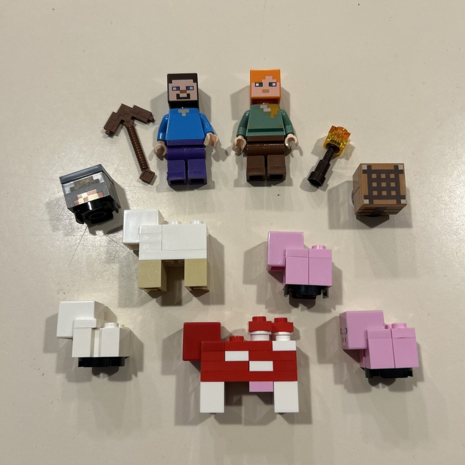 Lego Minifigure Minecraft Lot E ~ Steve & Alex With Animal Mob | eBay