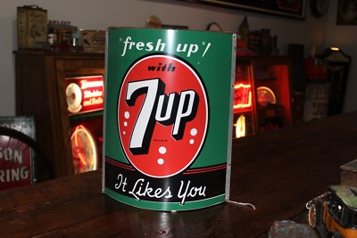 SCARCE 1950s FRESH UP WITH 7UP PAINTED TIN STRING HOLDER SIGN STORE ...