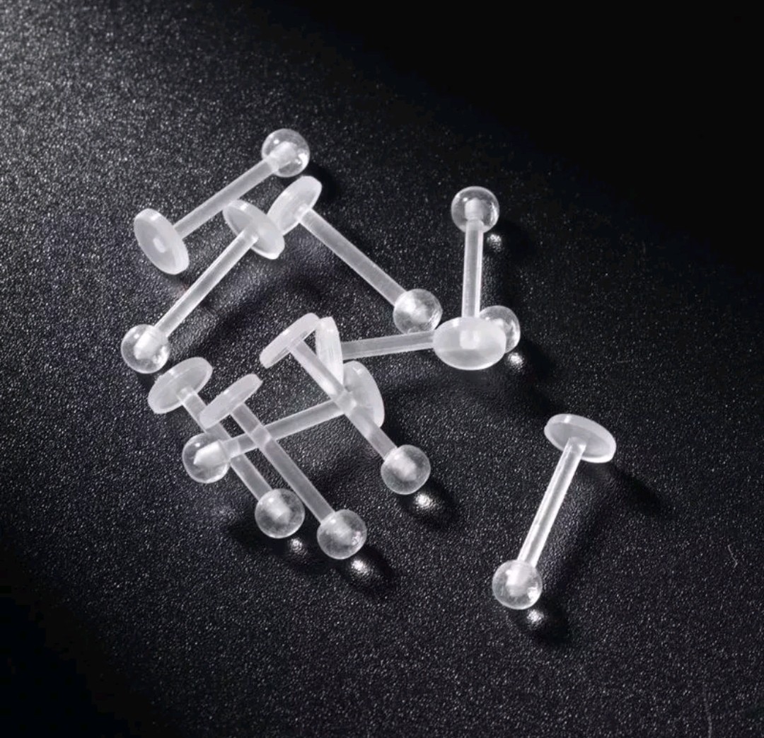 16g BioFlex Clear Acrylic Flexi 10mm Labret Lip Ring Ear Bar Retainer ...