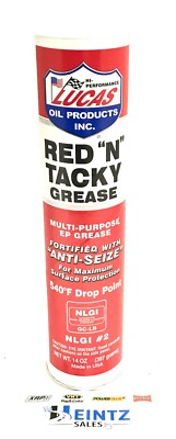 LUCAS 10005 14oz Red 'N' Tacky Lithium Grease Water Resistant Lube Anti ...