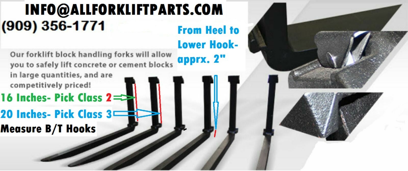 FORKLIFT BLOCK SET FORKS 2x2x48" CLASS 2 II INCHES Construction Cement ...