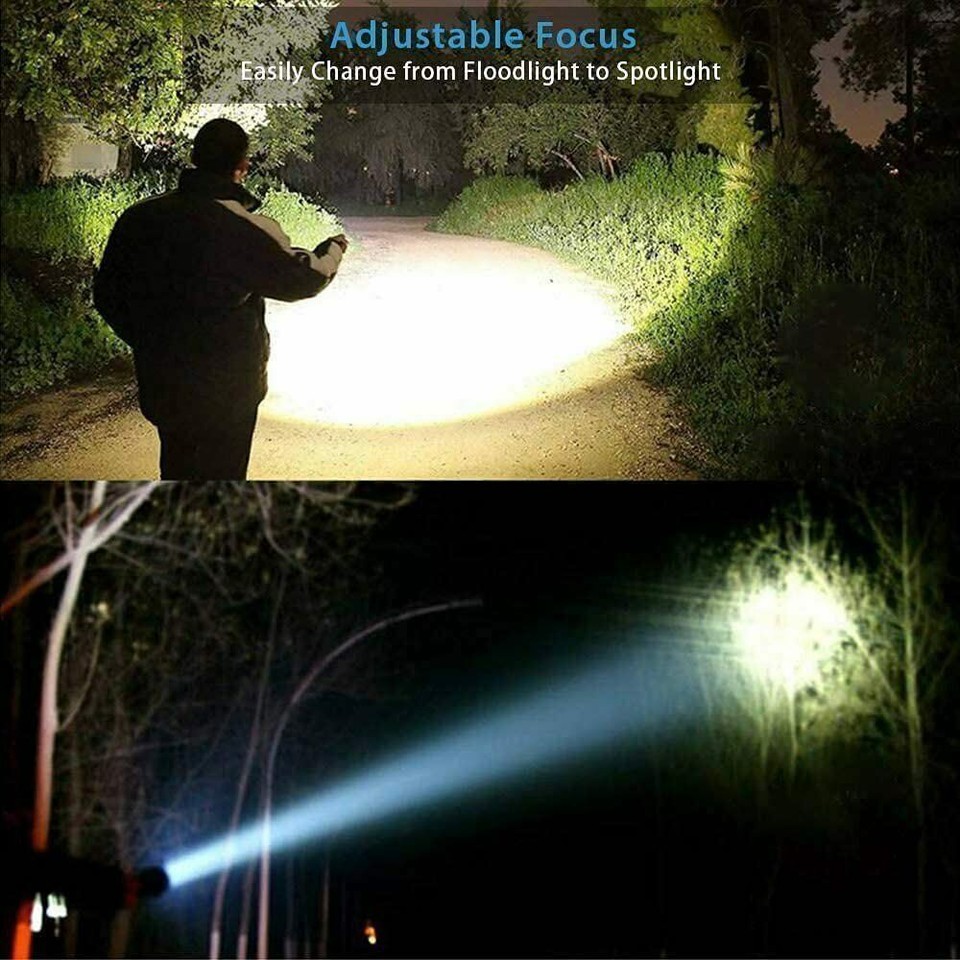 2x Super Bright 90000LM LED Tactical Flashlight Zoomable w ...