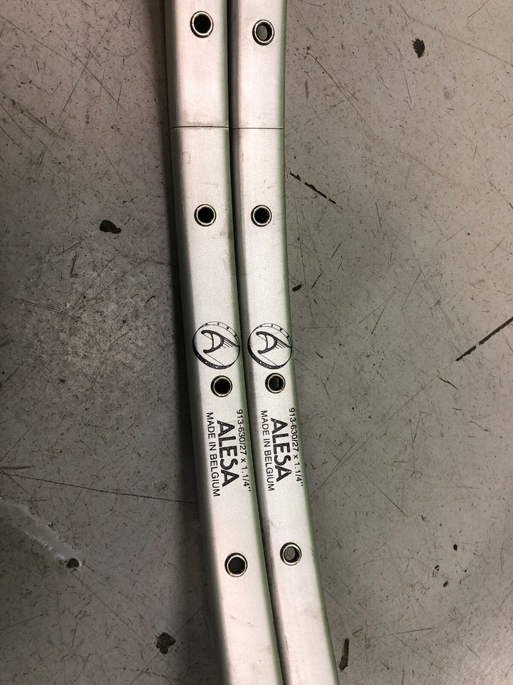 2 Vintage NOS ALESA 27” X 1 1/4” Silver Anodize Rims Bike Bicycle 32 H ...