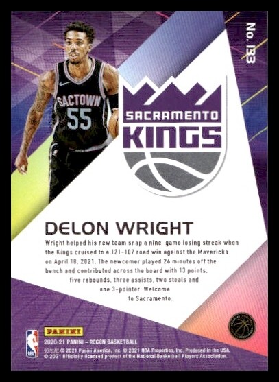 2020 Panini Recon #133 Delon Wright Sacramento Kings Basketball card | eBay