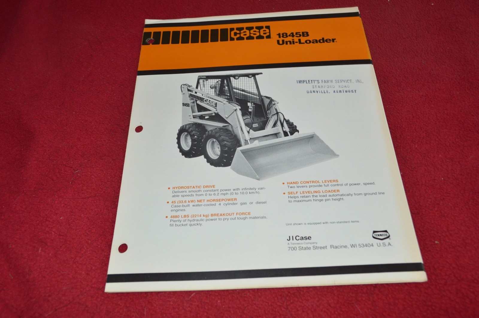 Case Tractor 1845B Hydrostatic Skid Steer Uni Loader Dealer's Brochure ...