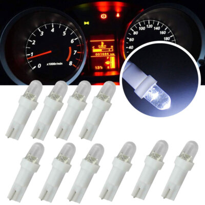 10pcs White T5 12V LED Car Auto Wedge Dashboard Dash Gauge Light Bulbs ...