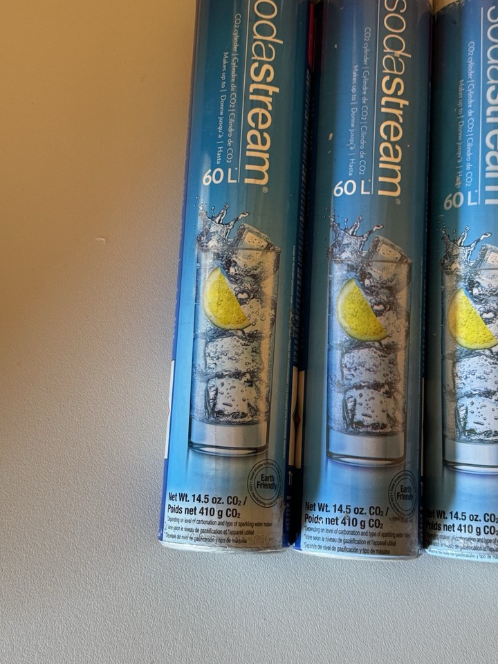 (4) SodaStream 60L CO2 Cylinder Replacement Canisters Full & Sealed ...