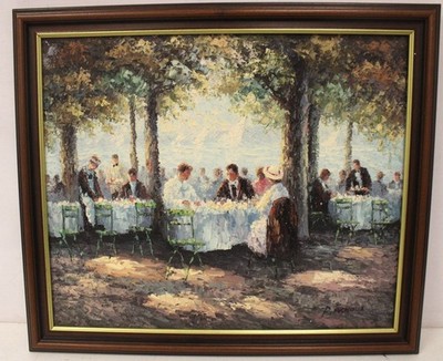 P. ARNOUX Parisian Tea Party SIGNED ORIGINAL VINTAGE Oil Painting ...