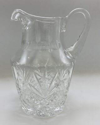 Vintage Clear Cut Glass Pitcher Jug Fans Cross Hatching Thumbprints | eBay