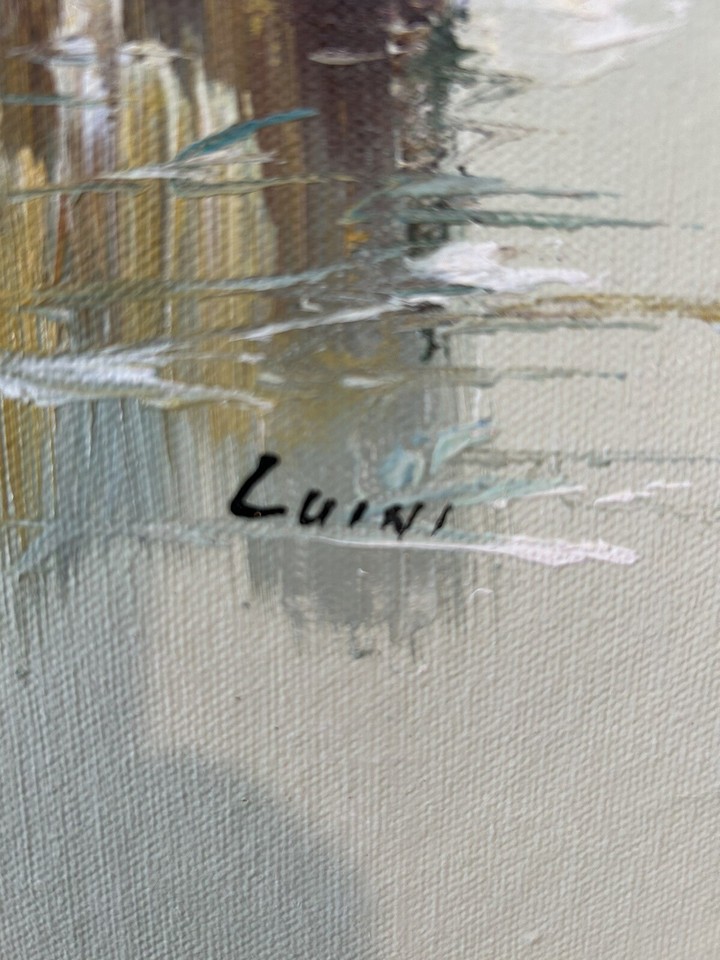 vintage John Luini Original Sea Side Painting Boats At The Dock | eBay