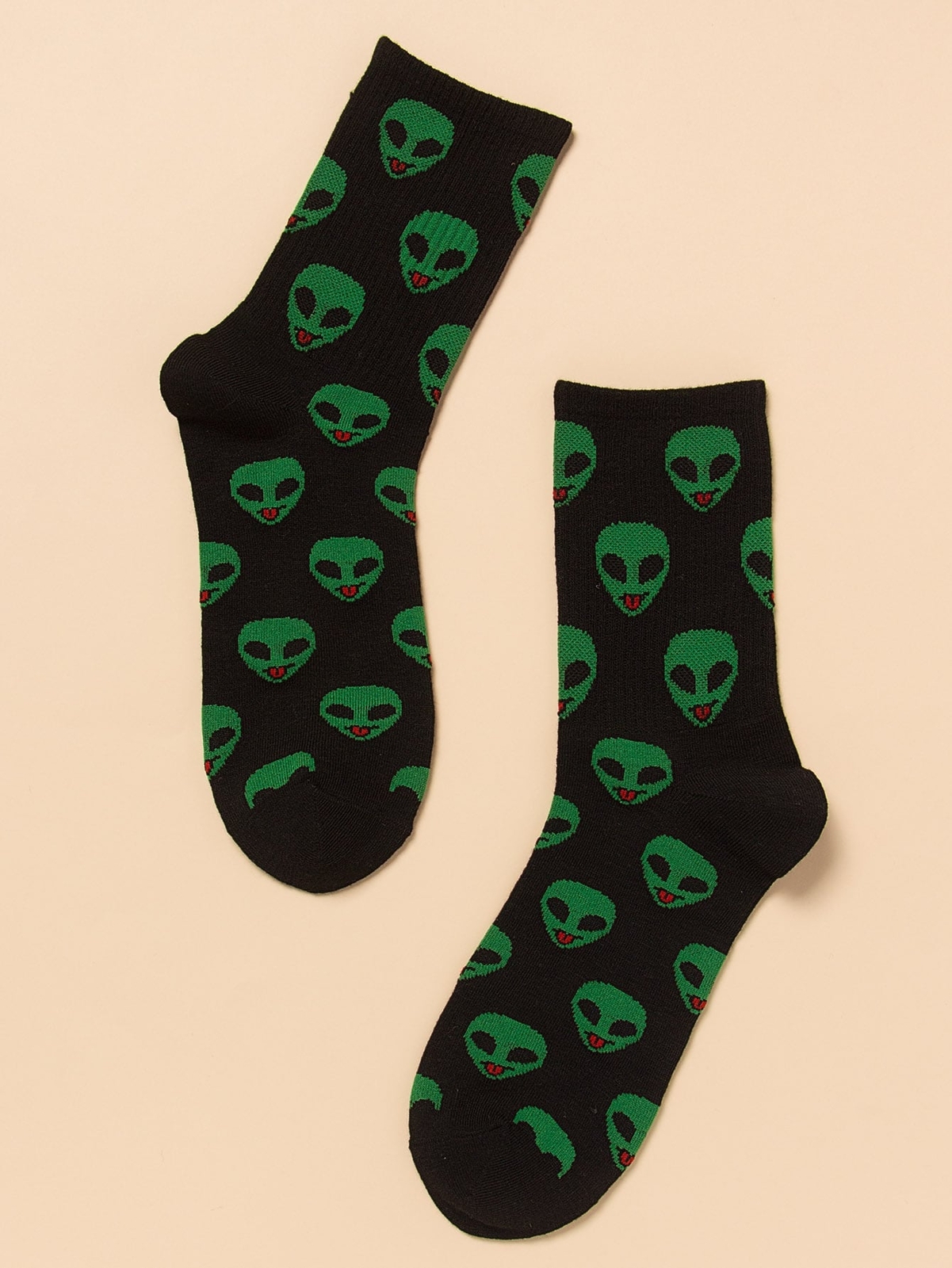Green Alien Crew Socks Funny Socks for Men Novelty Socks Funky Socks ...