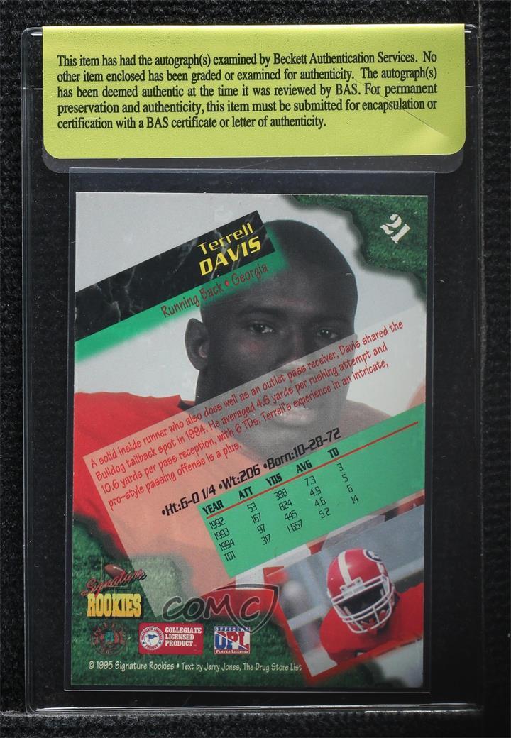 1995 Signature Rookies - Signatures #21 Terrell Davis /7750 (AU, RC ...
