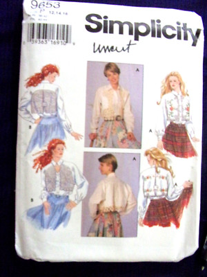 UNCUT SIMPLICITY#9653 SZ 12-14-16 RAGLAN SLEEVE BLOUSE SEWING PATTERN ...