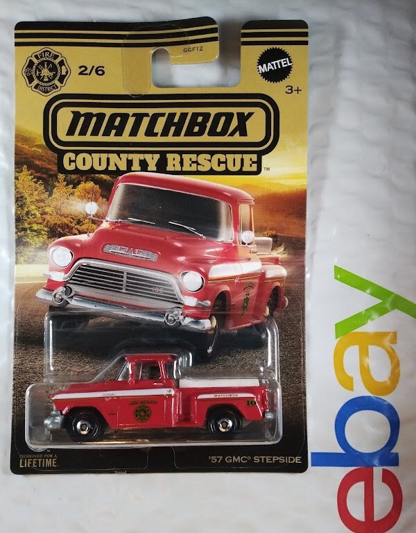 Matchbox 2023 MBX County Rescue 2/6 '57 GMC Stepside RED Fire District ...