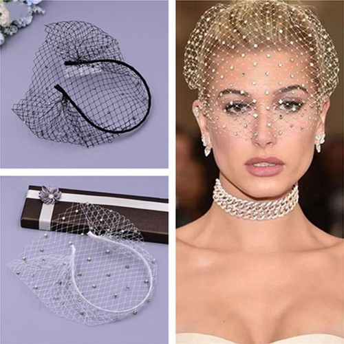 Bridal Tiara Crystal Birdcage Face Net Wedding Headband Veil Diamond ...