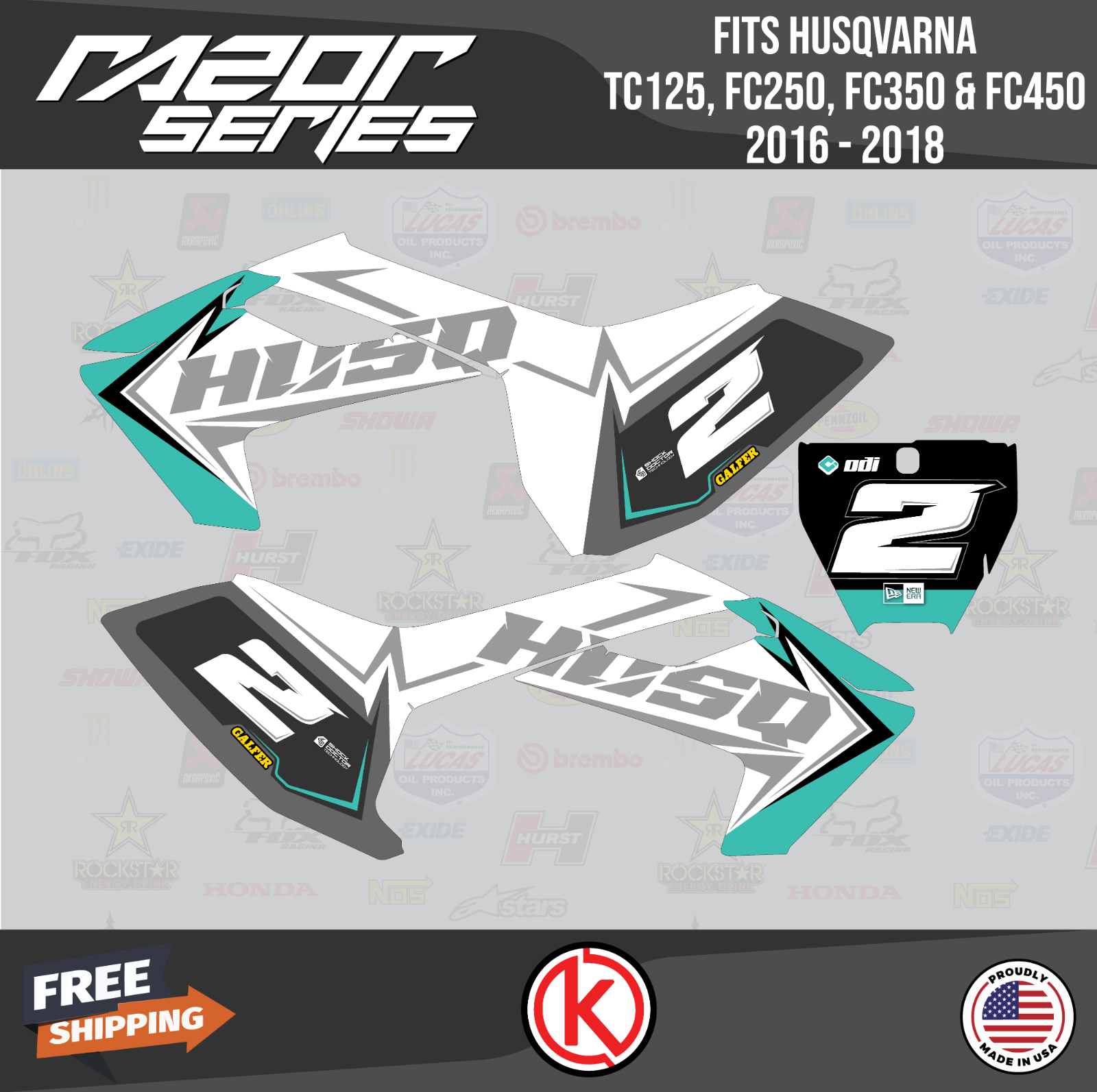 Graphics Kit for Husqvarna TC125 FC250 FC350 FC450 2016 2017 2018 Razor ...