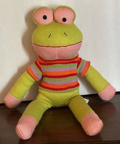 18" DAN DEE SOCK MONKEY FROG KNIT GREEN RED STRIPED PLUSH LOVEY | eBay