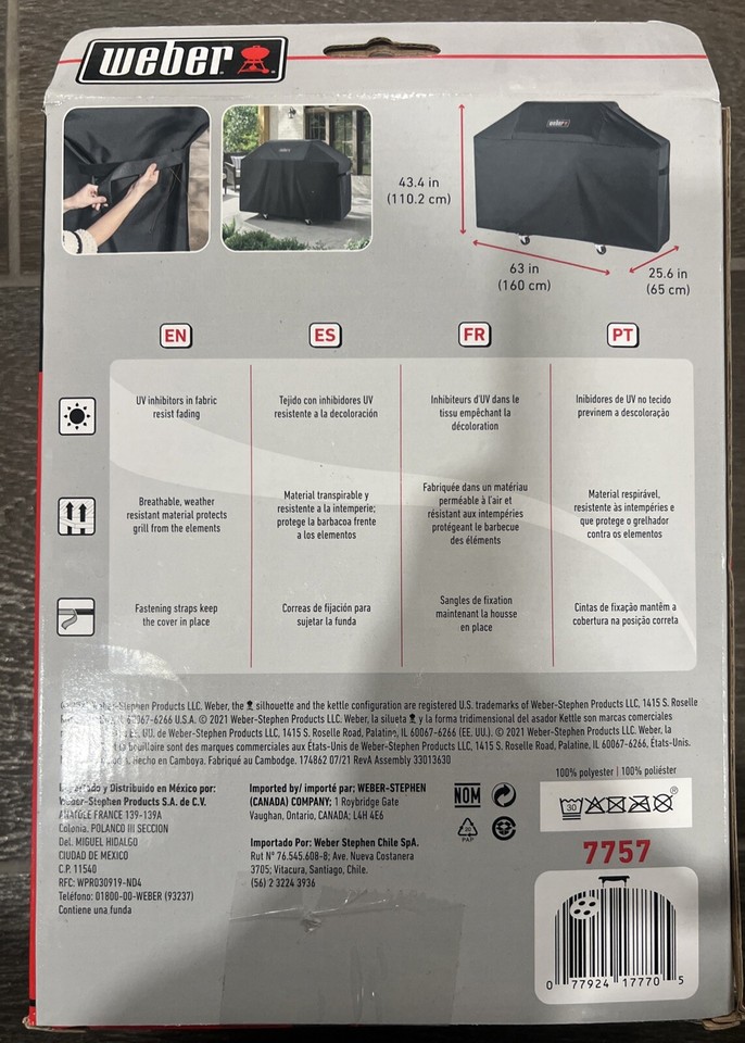 Weber GENESIS II **300 Series Black Premium Grill Cover- #7757**BRAND ...