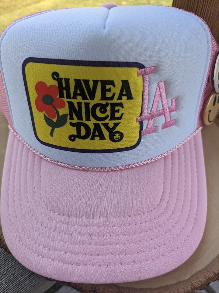 LOS ANGELES LA PINK HAT RED HAT CROWN TRUCKER SNAPBACK Have A Nice Day ...