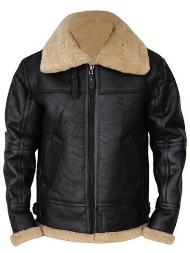 B3 Sheepskin Shearling Leather Jacket- WWII Bomber Fur Aviator-Custom ...