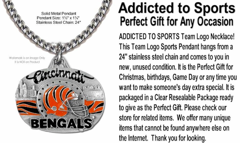 NEW CINCINNATI BENGALS STAINLESS STEEL NECKLACE NFL FOOTBALL SPORTS ...