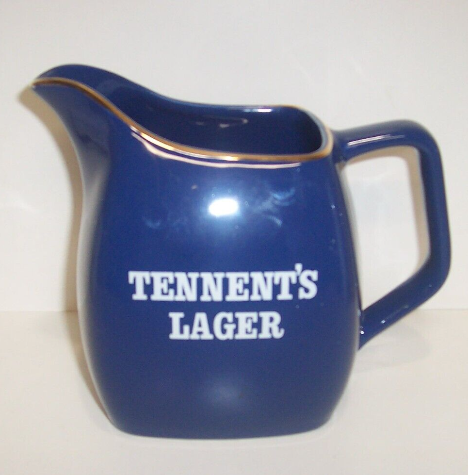 Vintage Tennent's Lager Gold Gild Jug/Blue Pitcher - Advertising ...