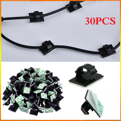 30Pcs Mini Car Wire Clips Cable Cord Holder Self Adhesive Rectangle Tie ...