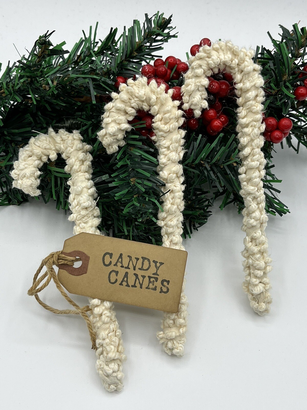 Lot Of 6 Handmade Chenille Candy Canes Primitive Vintage Christmas ...