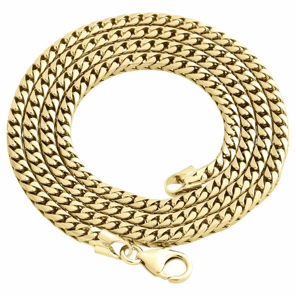 10K Yellow Gold Solid Franco Box Chain Closed Link 3.50mm Necklace 24 ...