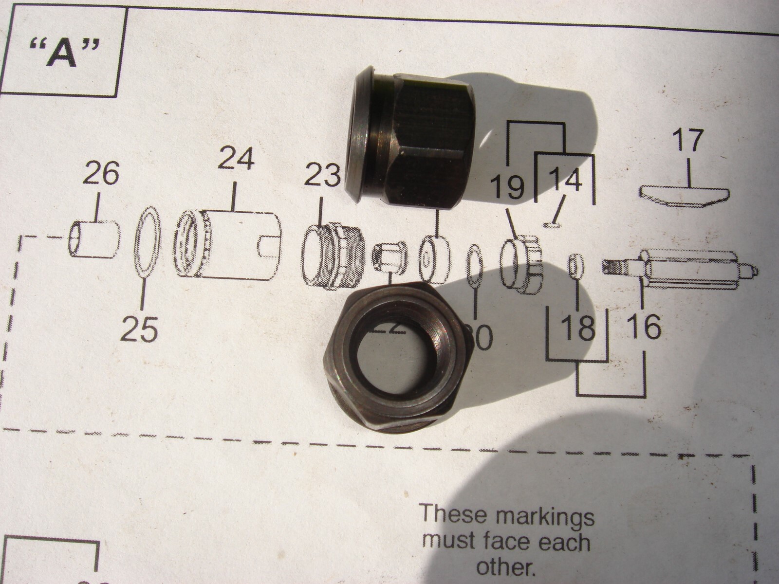 2 NOS OEM Dotco angle grinder sander air 14-2571 Screw Nut Coupling 10 ...