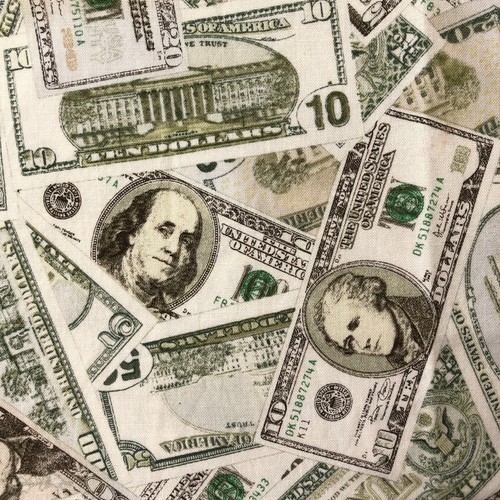 money dollar bills American currency prewashed 100% cotton craft ...