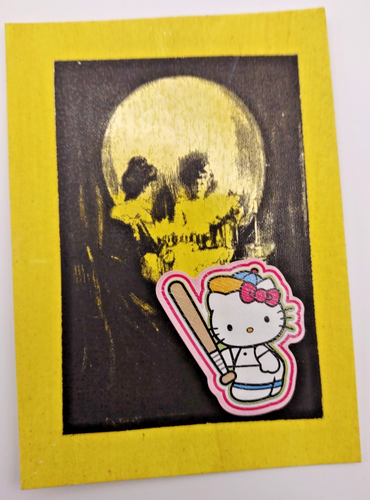 Batter Up Hello Kitty Deathshead ACEO OOAK Collage Art Absurd FREE ...