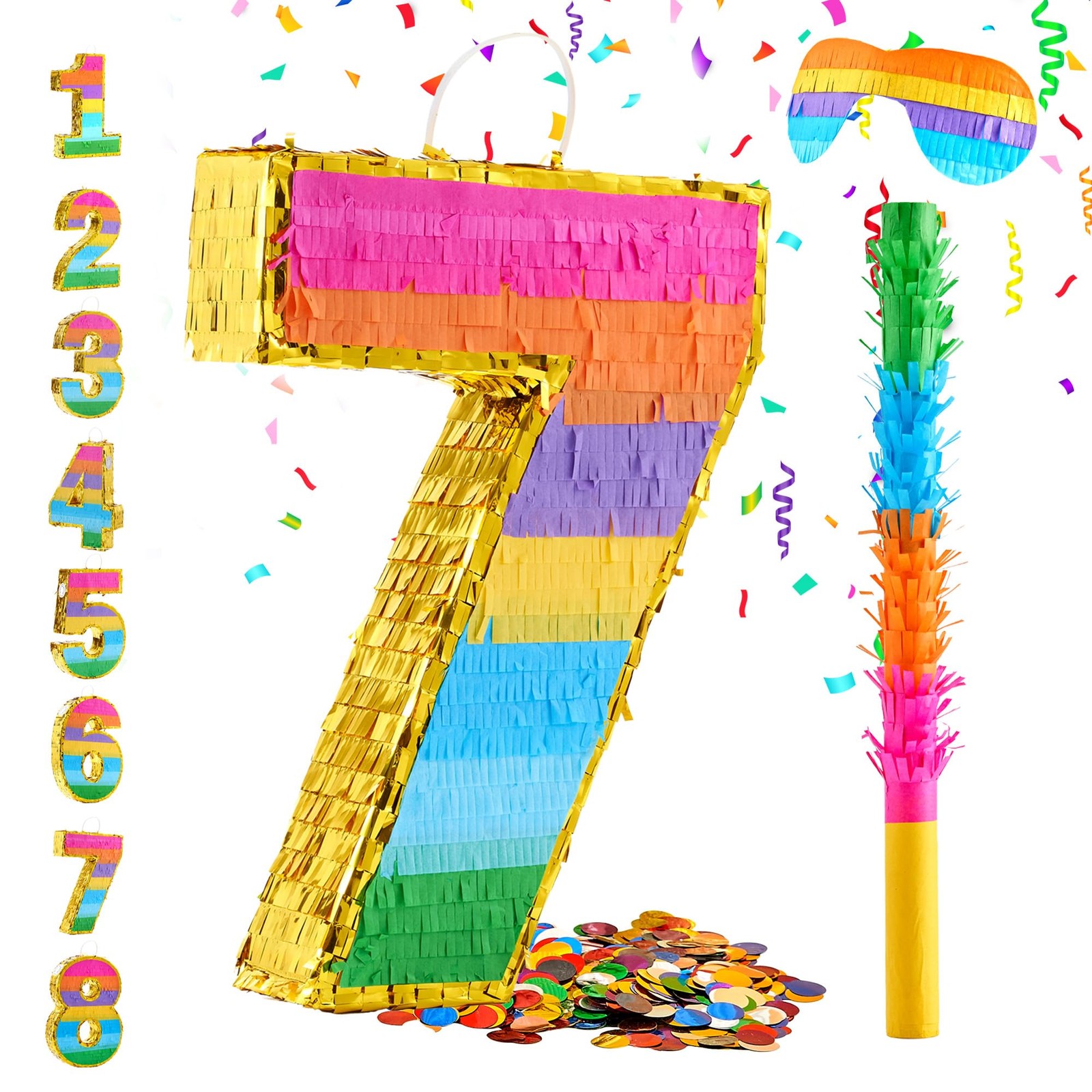 Piñata del número 7 decorar fiestas séptimo cumpleaños y celebrar ...