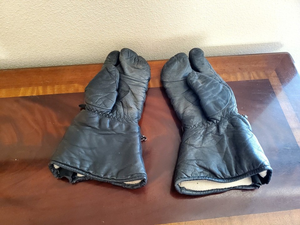 Vintage US Military Gunner Trigger Finger Mittens Black Leather | eBay