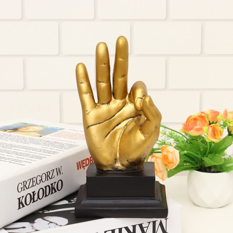 Gesture Desk Statues Finger Rock and Roll Hand Success Sculpture | eBay ...