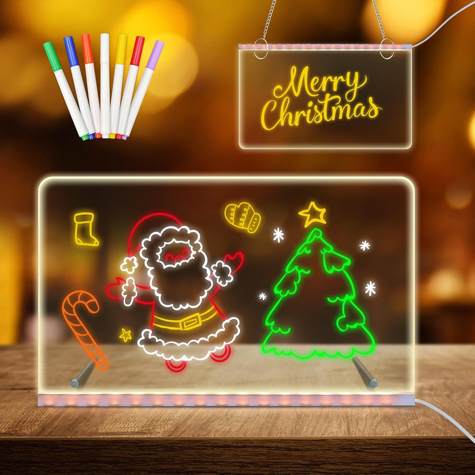 Doodle Glow LED Drawing Board - Reusable Acrylic Dry Erase Light Board ...