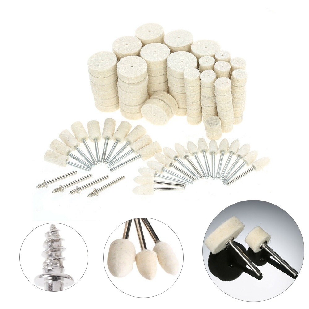 129pcs Wool Wheel Felt Polishing Buff Buffing Buffer Set Dremel Rotary ...