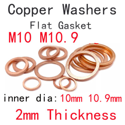 2mm Thickness M10 M10.9 Copper Flat Gasket Round Washers Sealing Washer ...