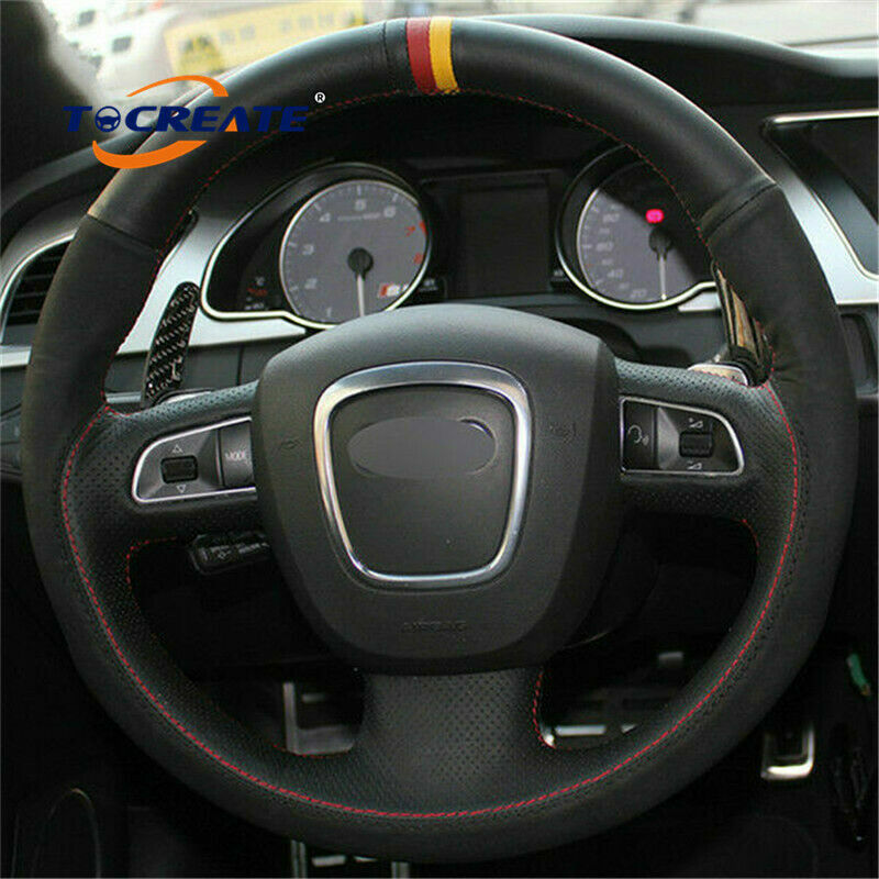 DIY Suede Leather Steering Wheel Cover for Audi A3 A4 A5 A8 Q7 S4 S5 S6 ...