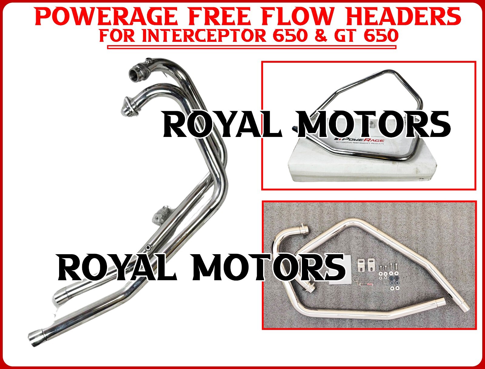 "POWERAGE FREE FLOW HEADERS" Fit For Royal Enfield Interceptor 650 & GT ...