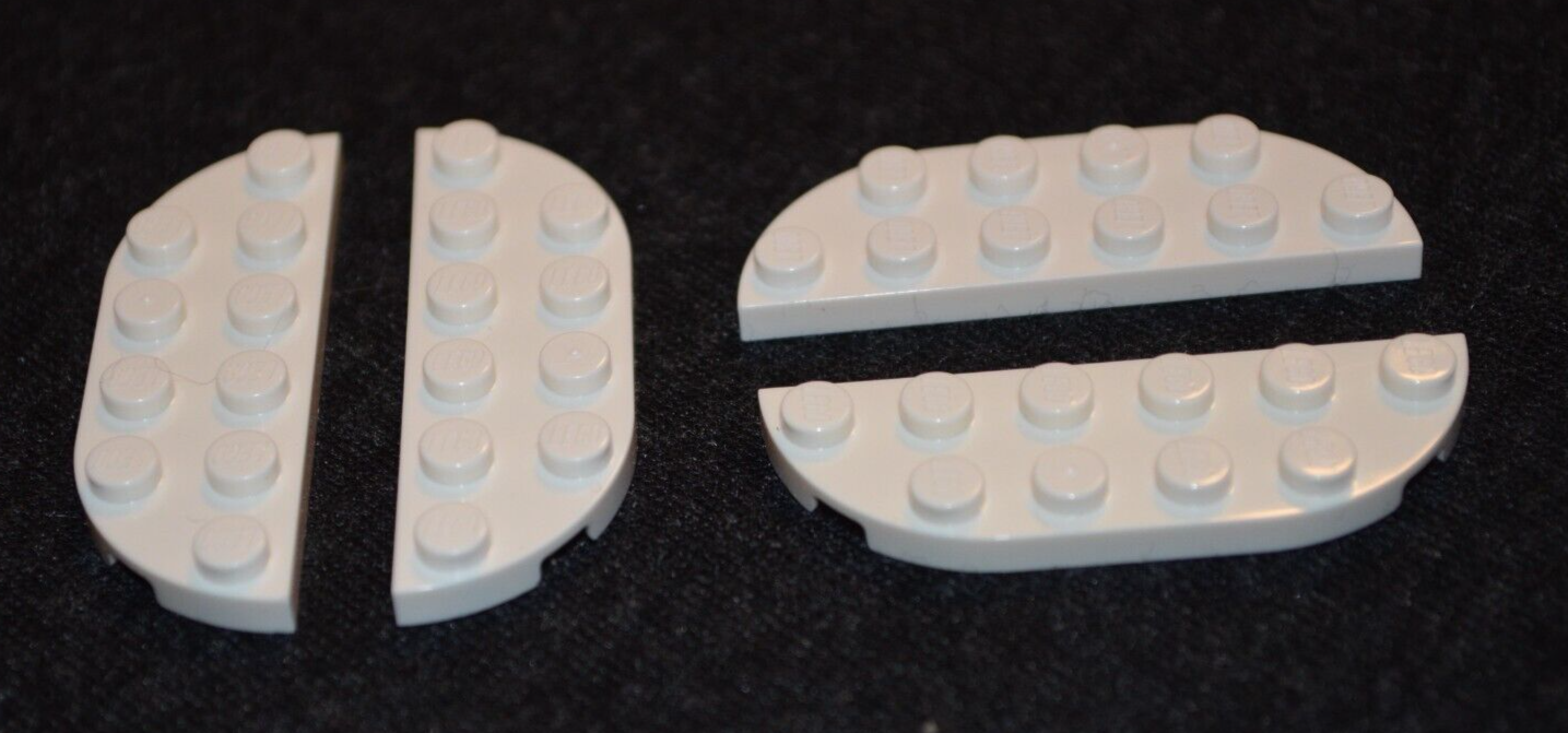 (4 - [2-pair]) 2x6 White Oval Half Rounded Plate Bricks ~ NEW Lego ...