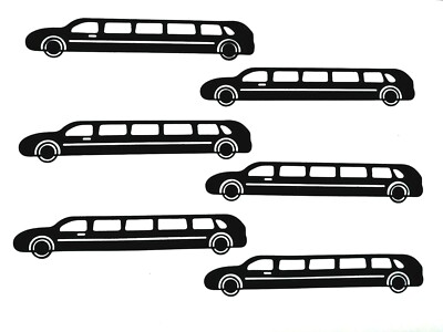 6 STRETCHED LIMOUSINE/ LIMO /PARTY BUS, WEDDING, PROM, SILHOUETTE DIE ...