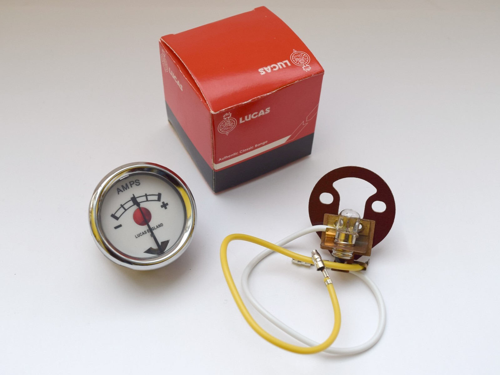 Lucas 36184 Ammeter Gauge Chrome Bezel White Face for Classic ...