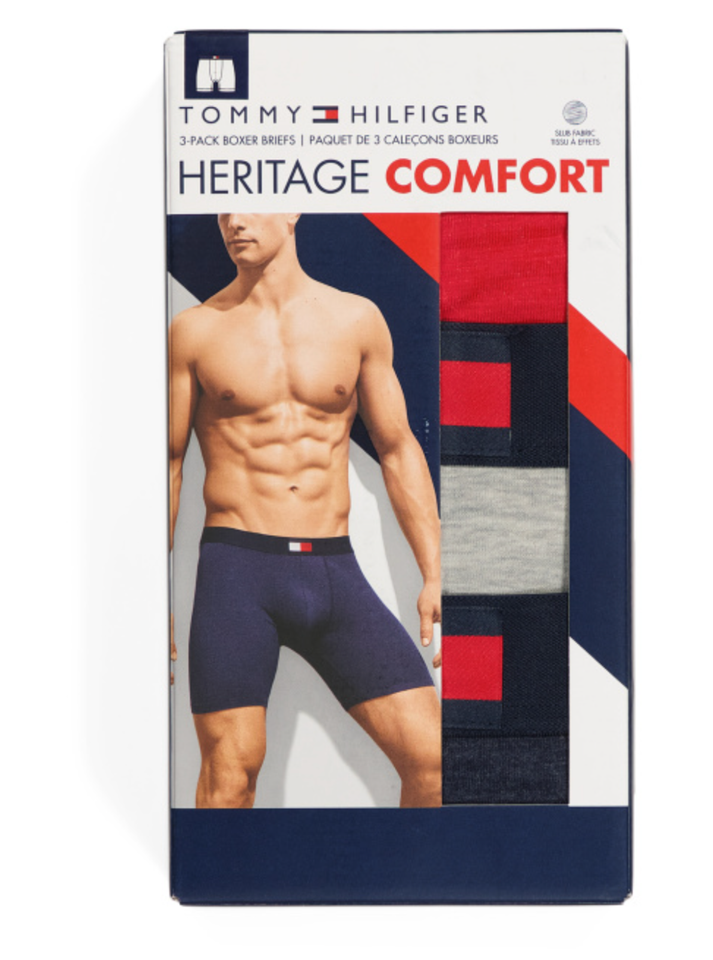 Men Tommy Hilfiger 3-Pack Heritage Comft Boxer Brief Underwear (Red ...