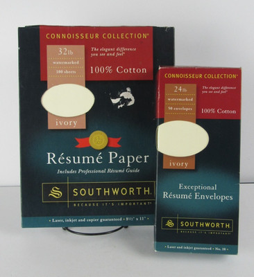 Southworth Watermarked Exceptional Paper & Resume Envelopes Ivory 32lb ...