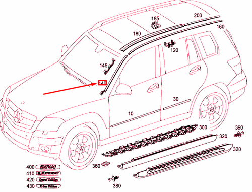 MERCEDES-BENZ GLK X204 Front Windshield Right Strip A2046904462 NEW ...