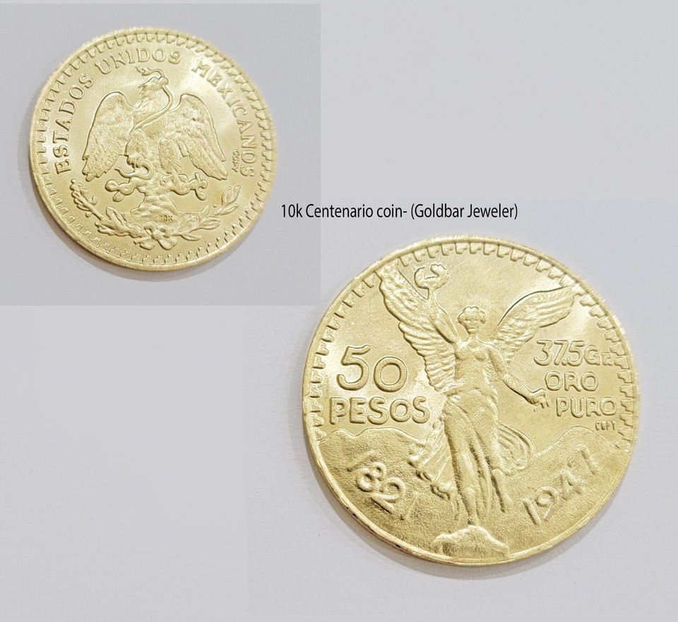 Centenario Coin Charm Solid 10k Yellow Gold 50 Pesos 1947 Centenaro ...