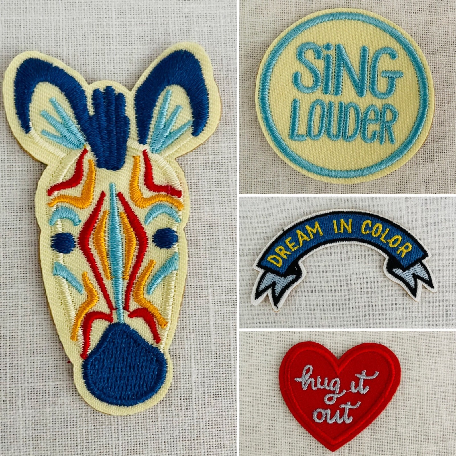 Set of 8 Colorful Embroidered Patches Fun Quotes and Designs for ...