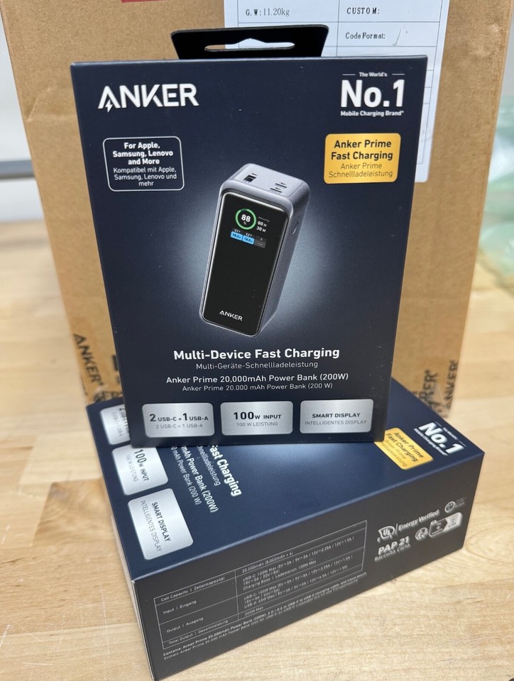 Anker Prime 20000mAh 200W USB-C Portable Power Bank - Black (A1336011 ...