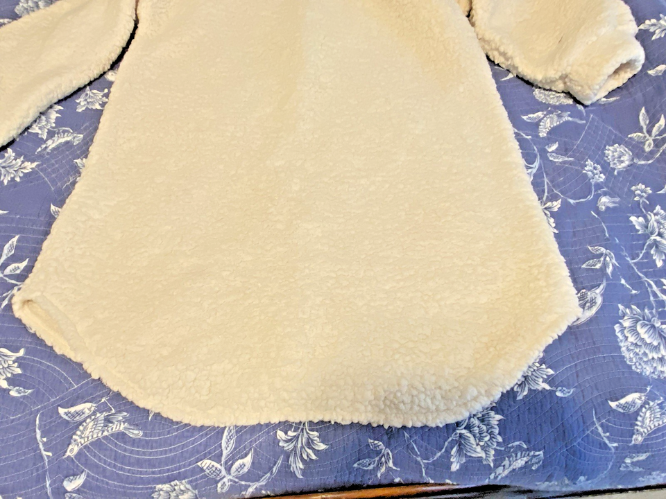 Faux Sherpa Teddy Long Shacket Jacket Shirt Cream Colored Oversized | eBay